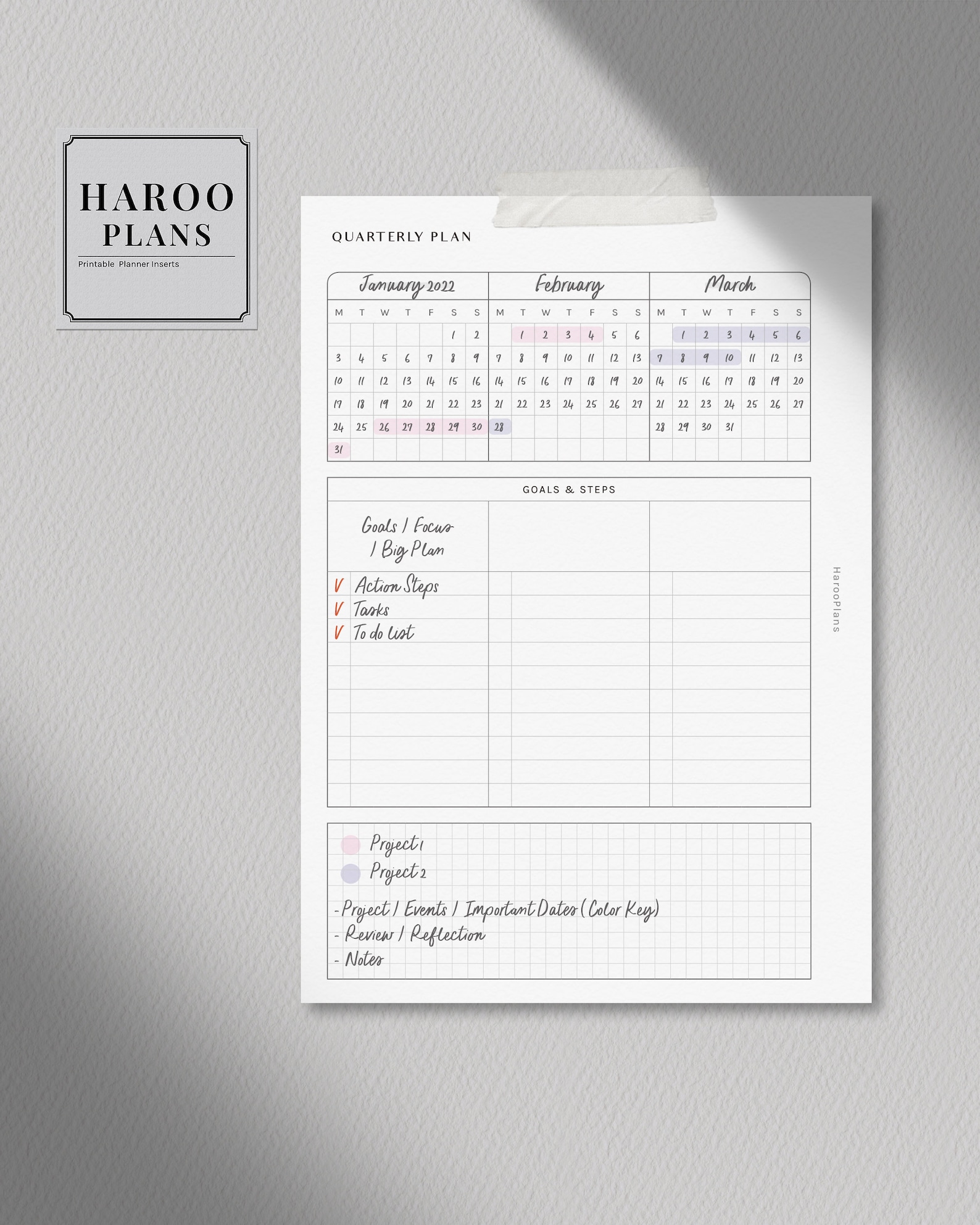 Quarterly Planner Personal Wide Printable Inserts 3 Month - Etsy