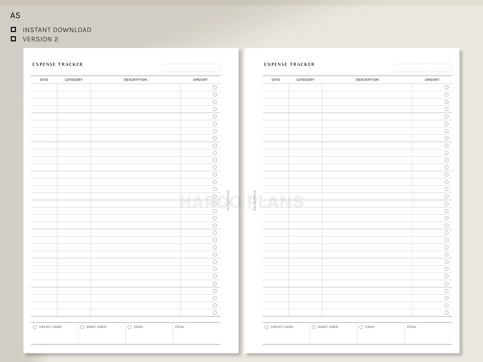 Expense Tracker Printable Inserts | A5 | Spending Log Template | Budget ...
