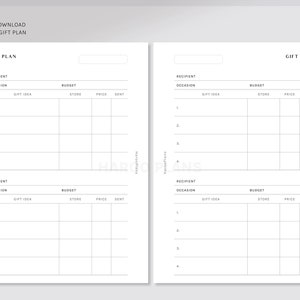 Gift Giving List | A6 Printable Planner Inserts | Gift Log Template for ...