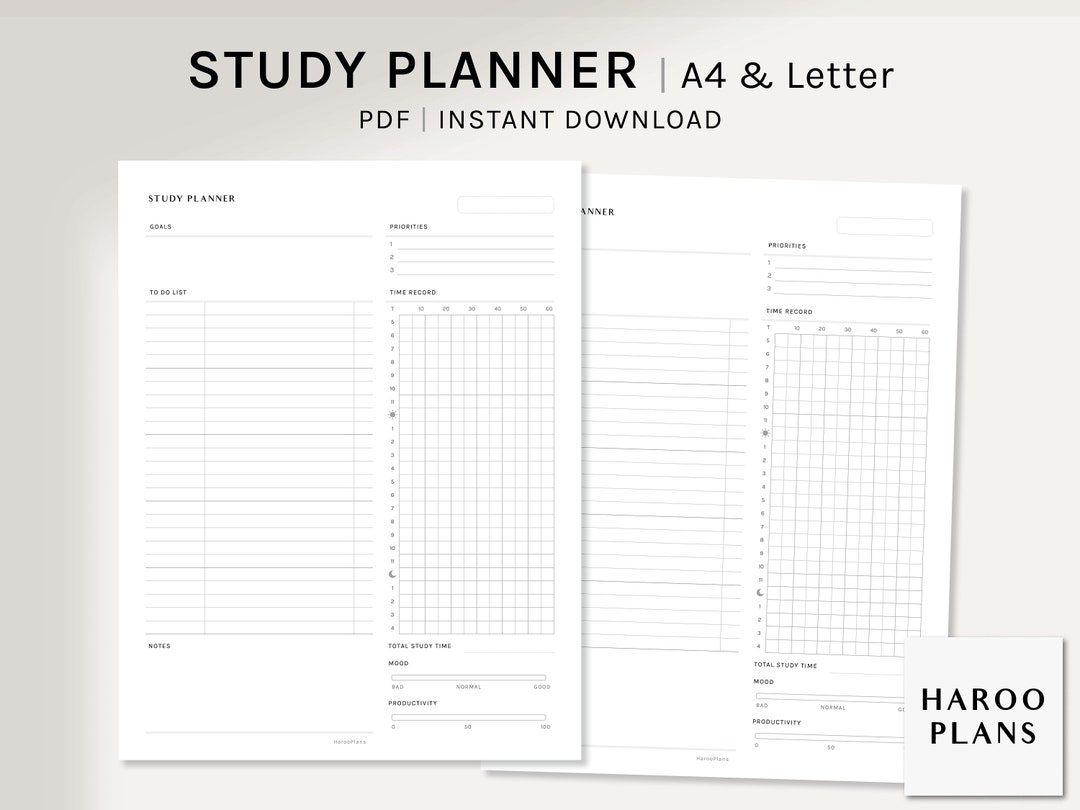 Study Planner | A4, US Letter Printable Inserts | Schedule Template ...