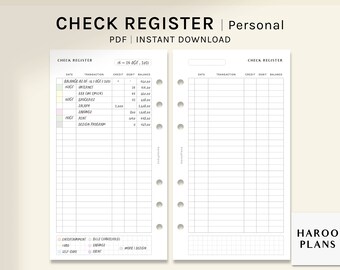 Check Register Printable Bujo Insert Productivity Planner - Etsy
