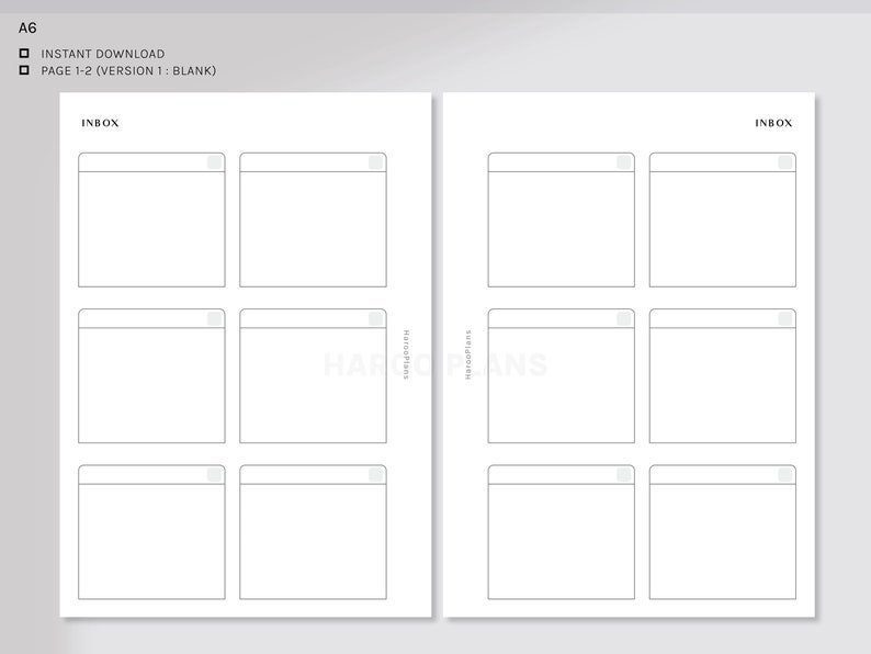 Inbox | A6 Printable Planner Inserts | Blank Box to Do List Template ...
