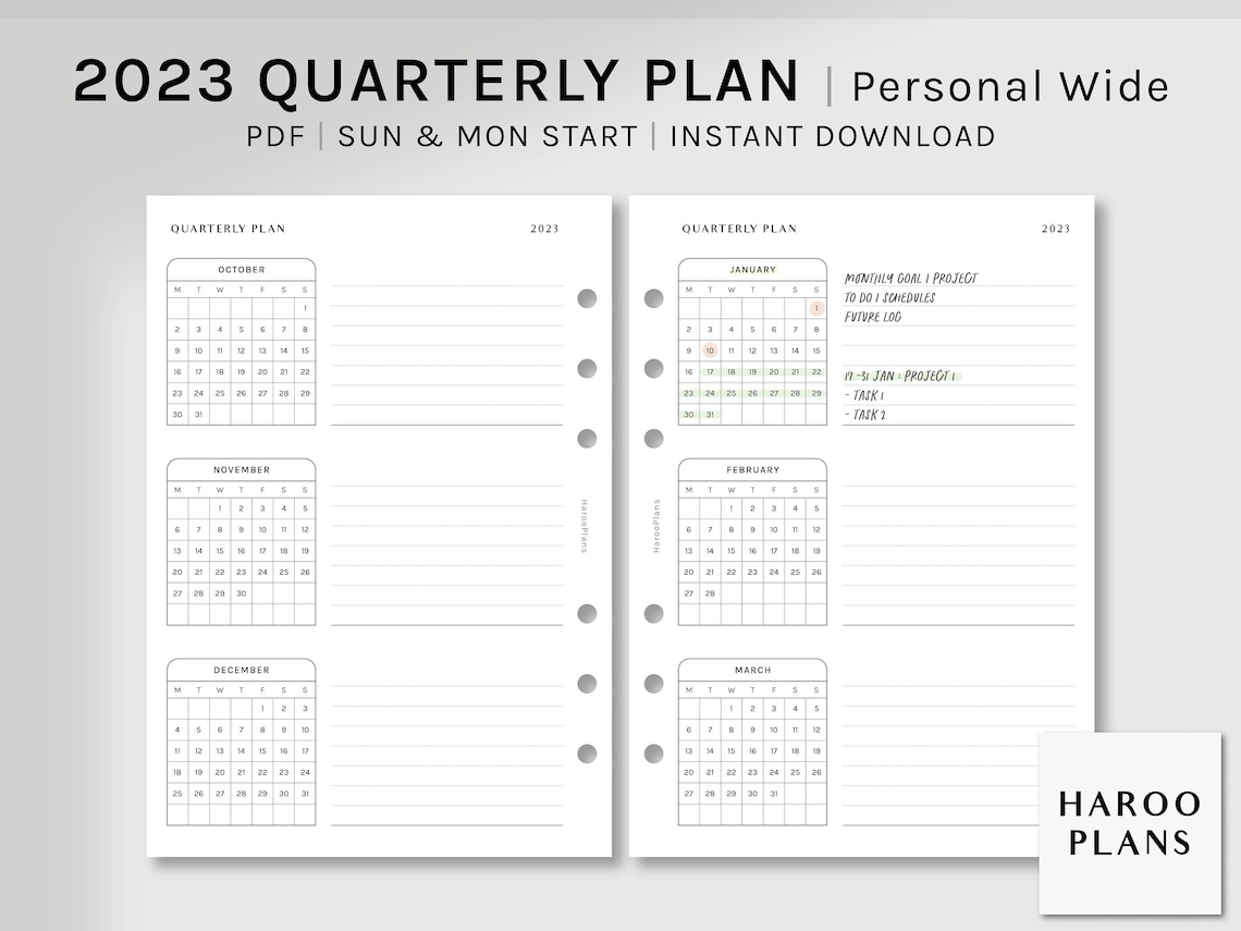 Planificador trimestral 2023 / Inserciones imprimibles a nivel - Etsy ...