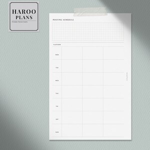 Posting Schedule | Half-letter Printable Planner Inserts | Weekly ...
