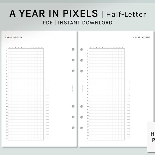 A Year in Pixels Printable Yearly Mood Tracker Year in Pixels - Etsy