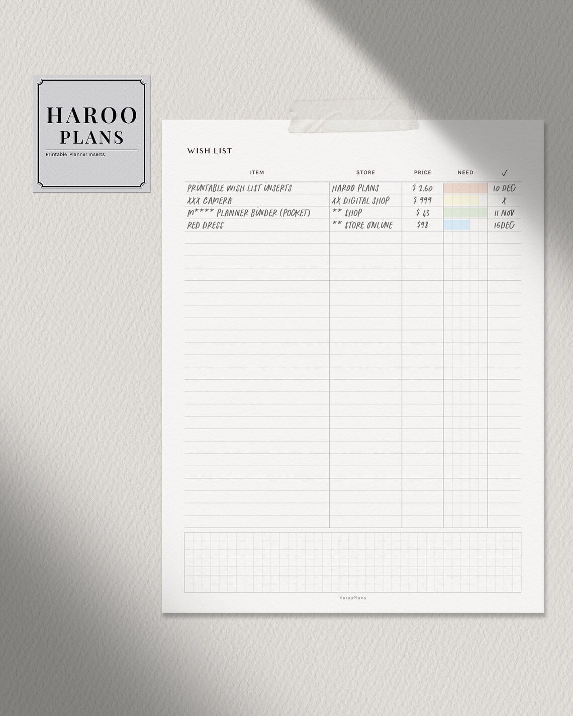 Wish List A4 US Letter Printable Planner Inserts Wishlist - Etsy