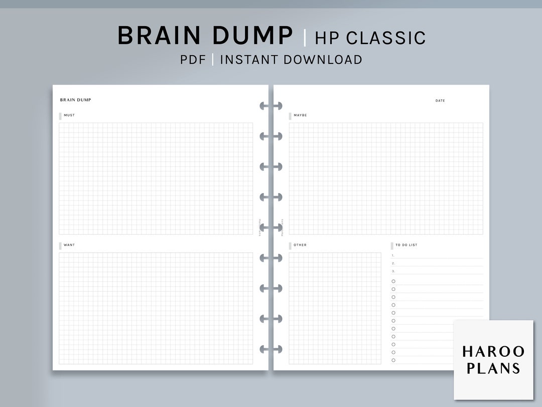 Brain Dump Journal | HP Classic Printable Happy Planner Inserts ...