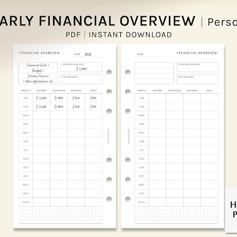 Yearly Overview Pocket - Etsy UK