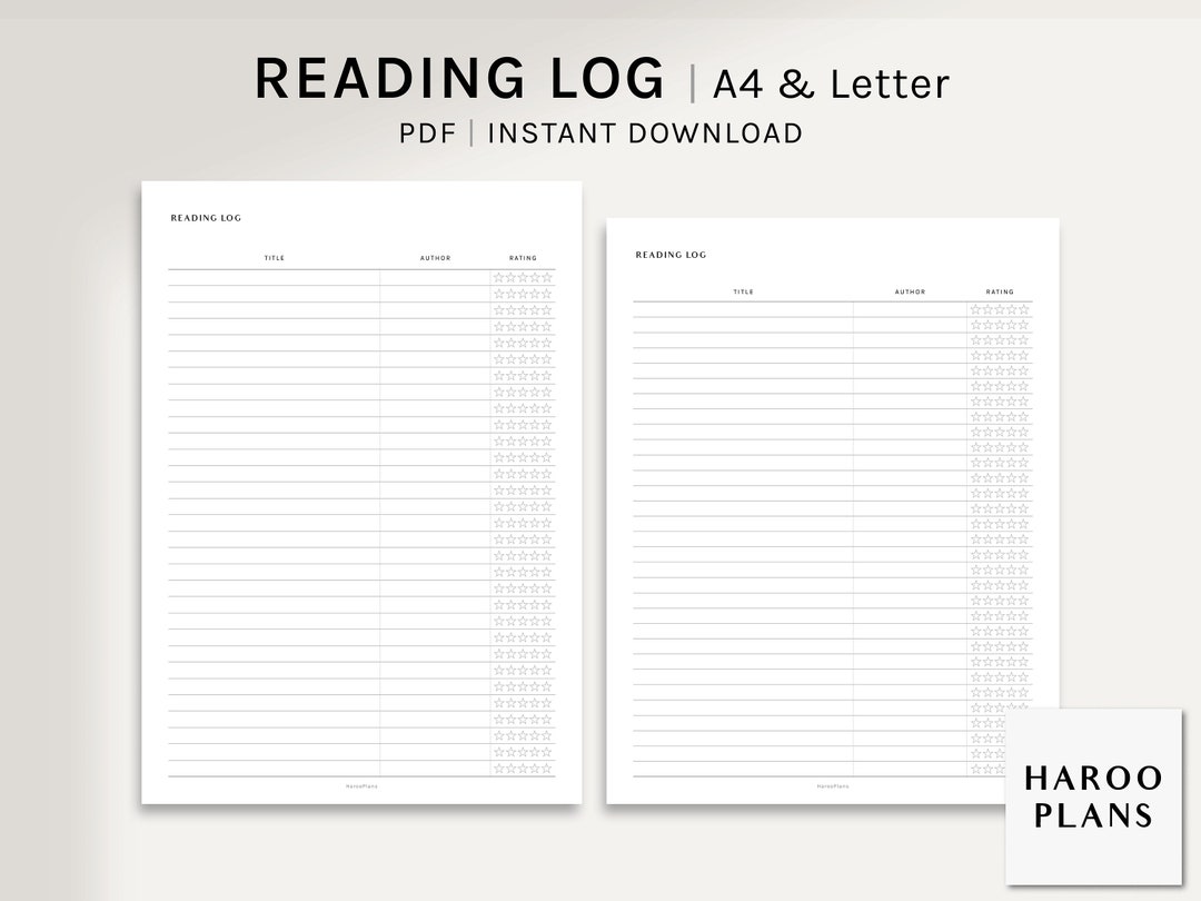 Reading Log | A4, US Letter Printable Planner Inserts | Book Tracker ...