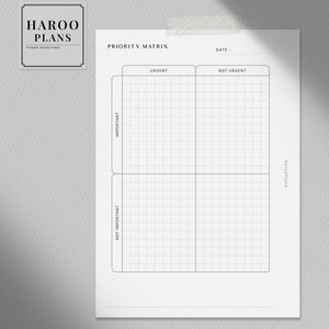 Priority Matrix A6 Printable Planner Inserts Urgent Important
