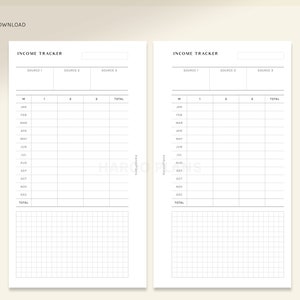 Income Tracker | Personal Size Printable Planner Inserts | Money Log ...