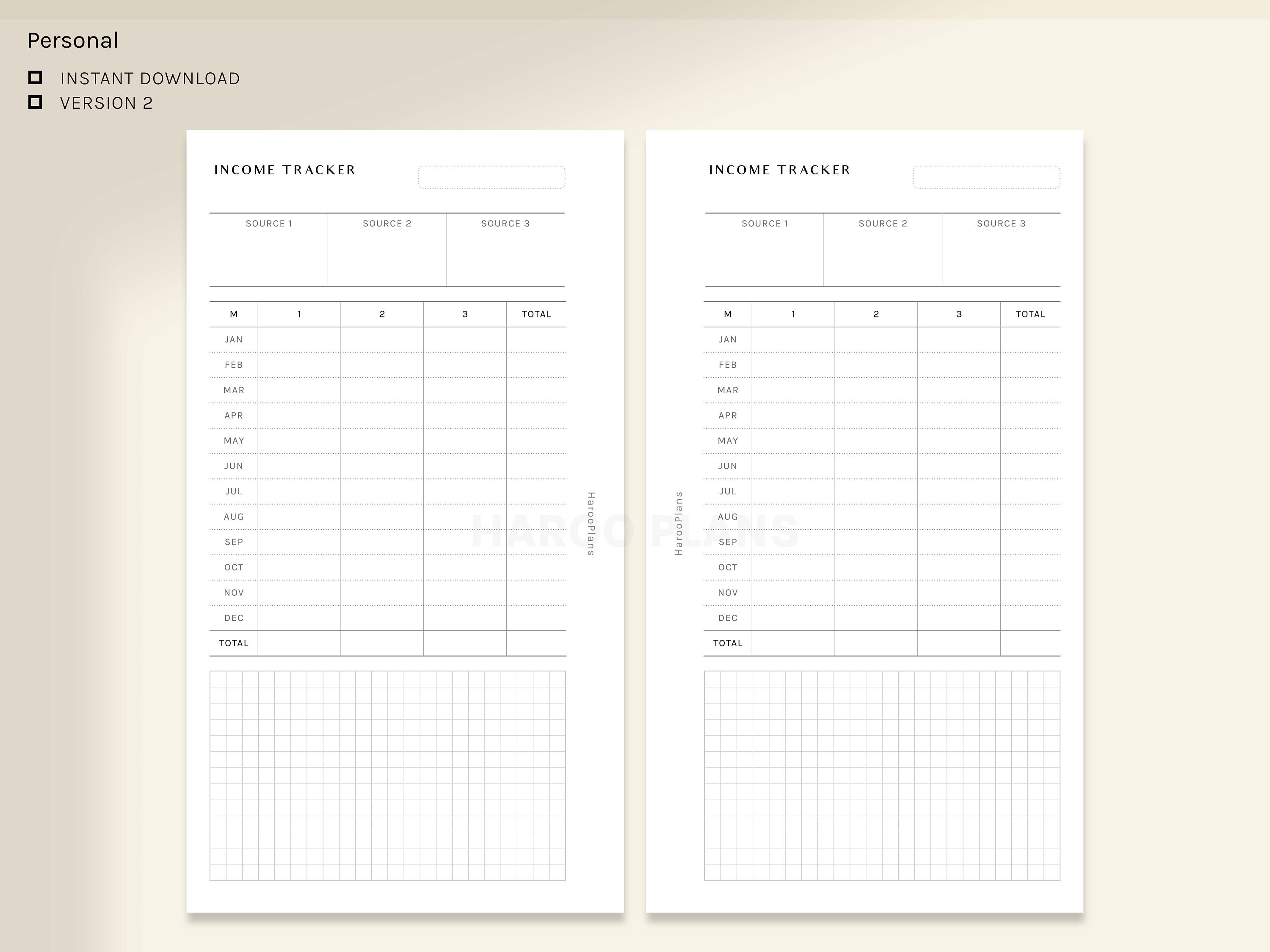 Income Tracker Personal Size Printable Planner Inserts | Etsy