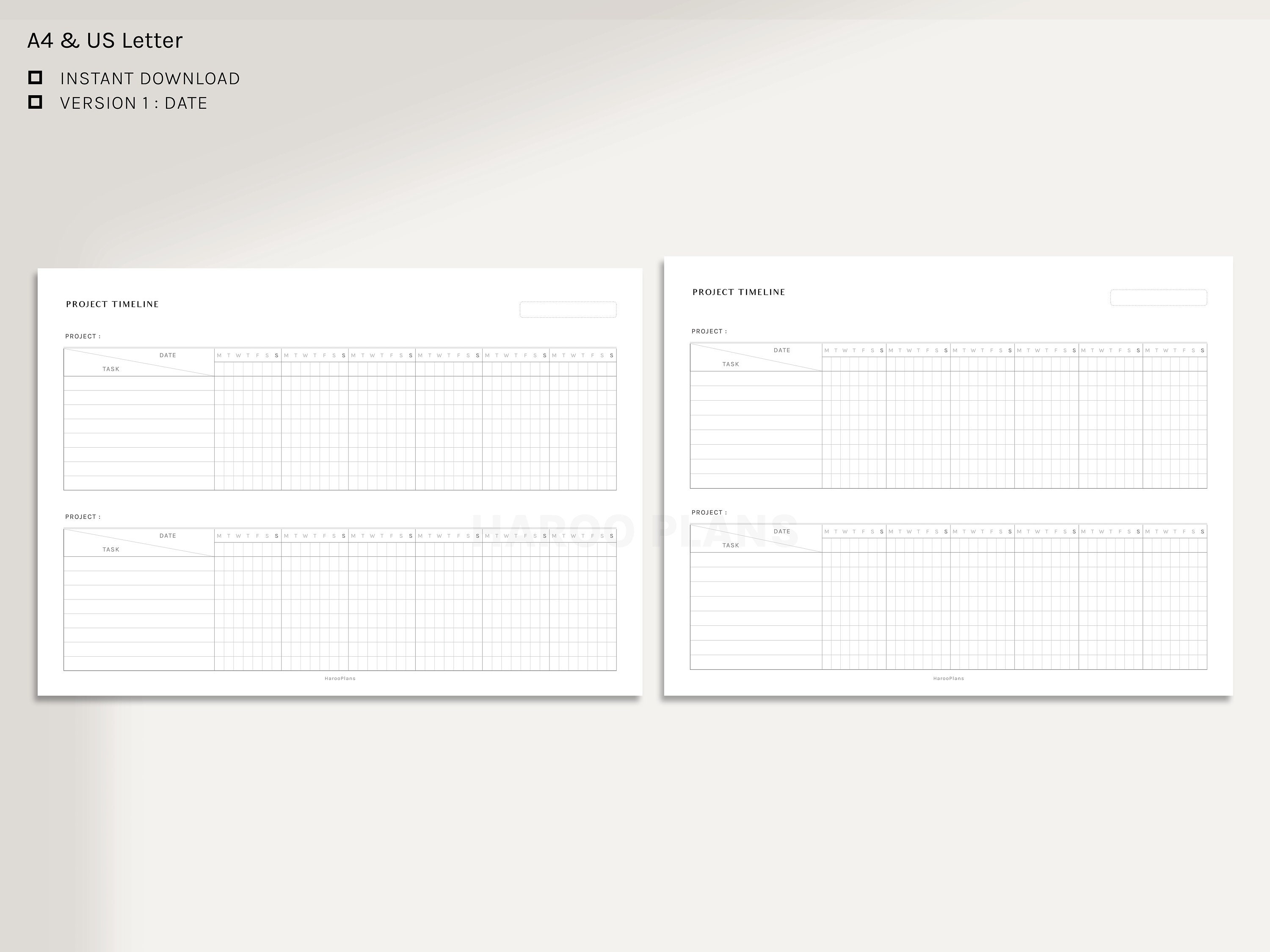 Project Timeline Sheet A4 US Letter Printable Planner - Etsy UK