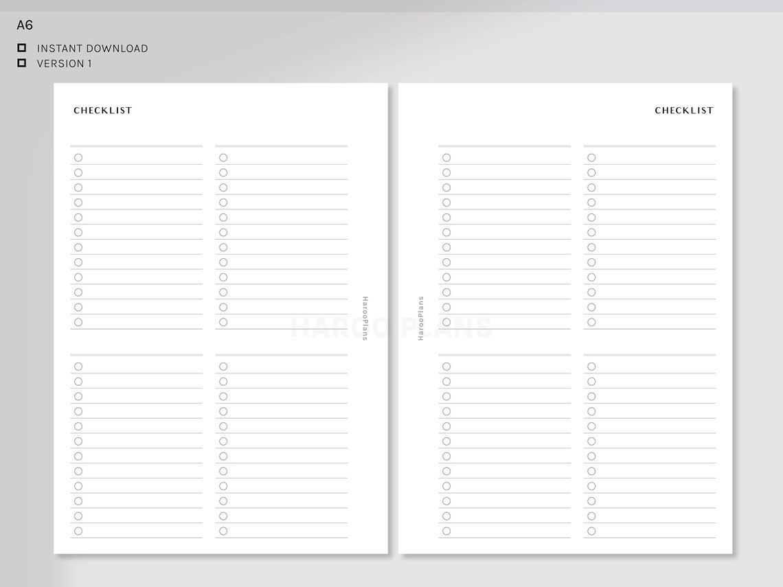 Checklist Sheet A6 Printable Planner Inserts to Do List | Etsy