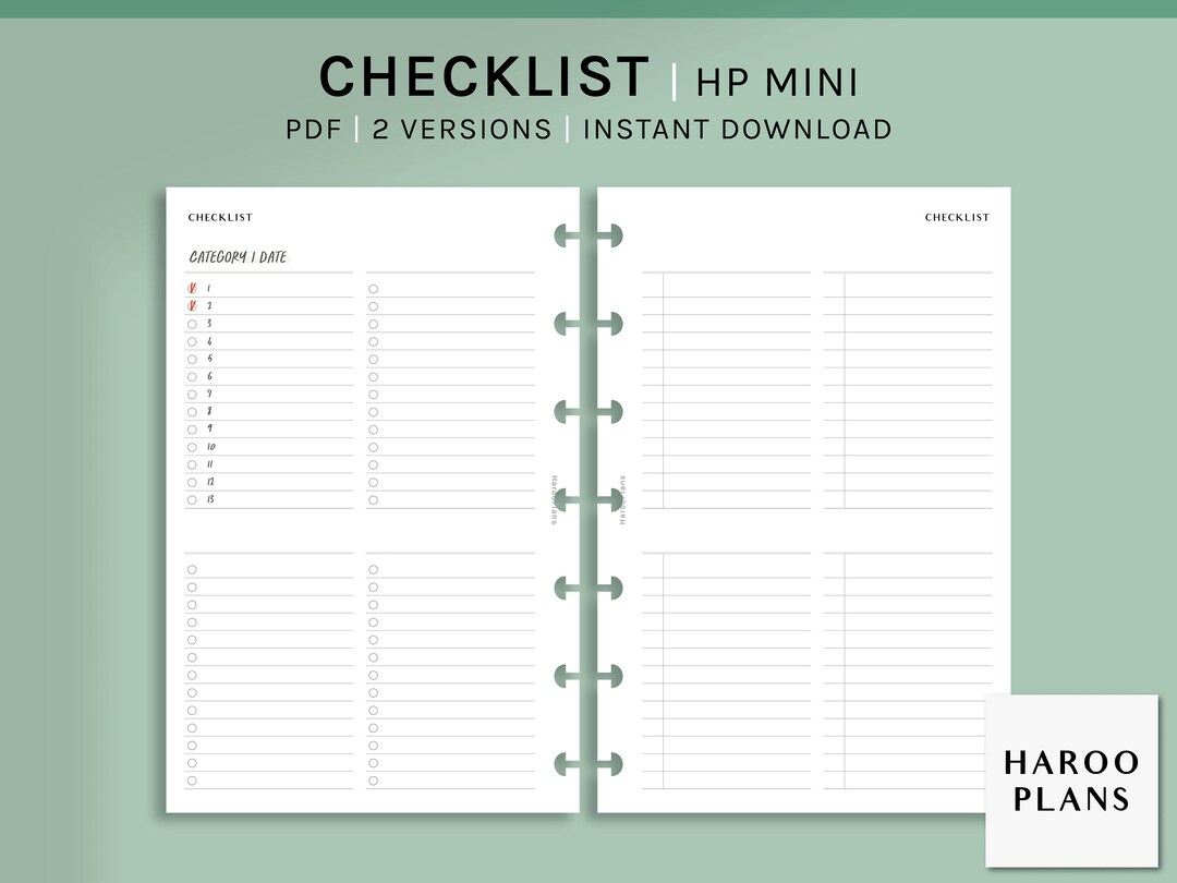 Checklist Sheet | HP Mini Printable Happy Planner Inserts | Get It Done ...