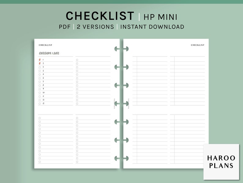 Checklist Sheet | HP Mini Printable Happy Planner Inserts | Get It Done ...