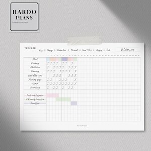 Monthly Tracker | Personal Wide Printable Planner Inserts | Habit Bills ...