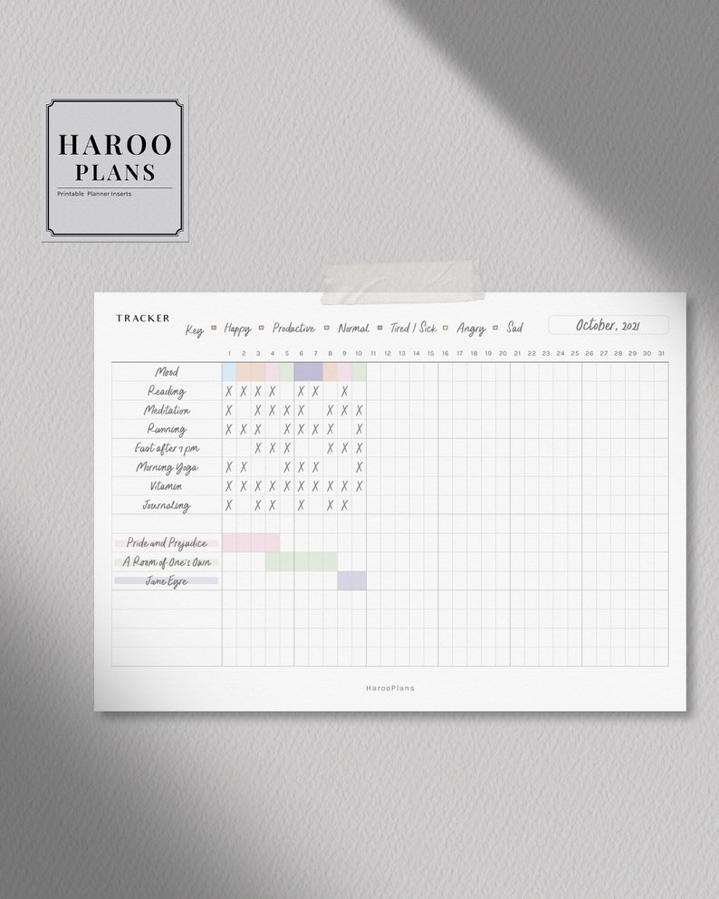 Monthly Tracker Personal Wide Printable Planner Inserts - Etsy