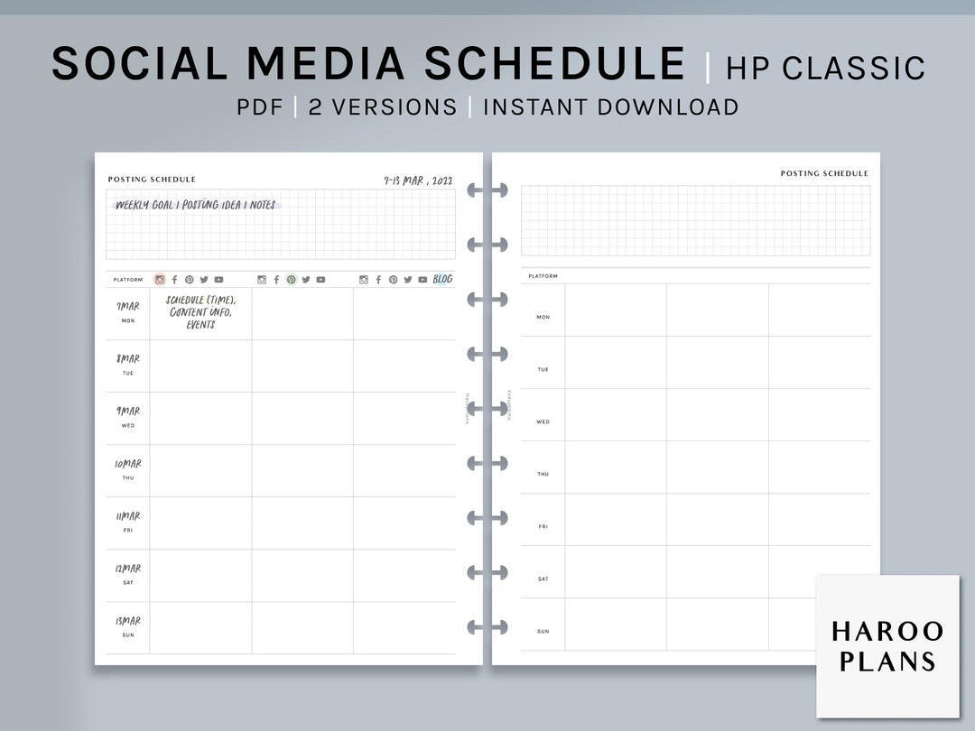 Posting Schedule | HP Classic Printable Happy Planner Inserts | Weekly ...