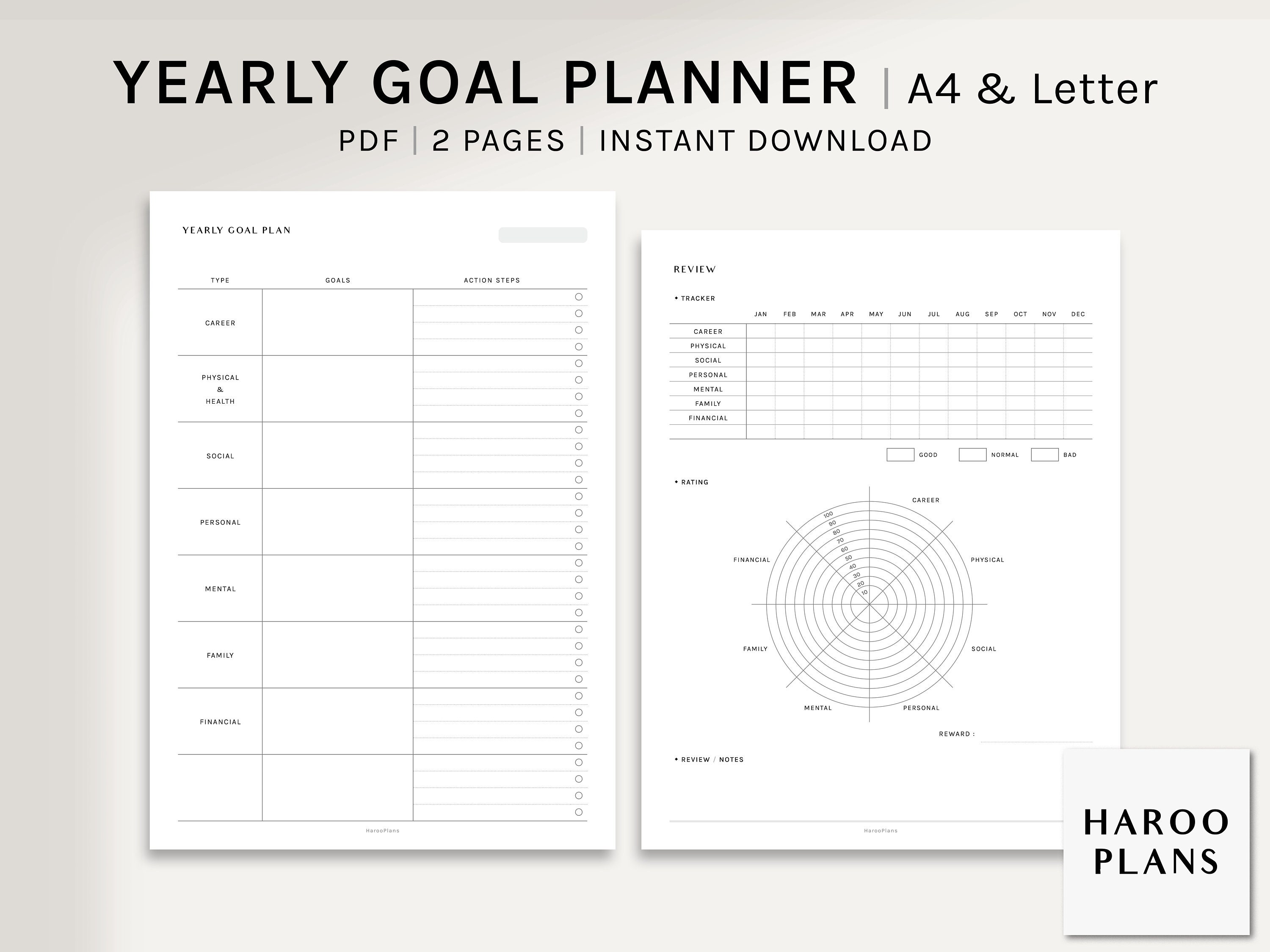 Goal Planner A4 US Letter Printable Inserts Life Goal | Etsy UK