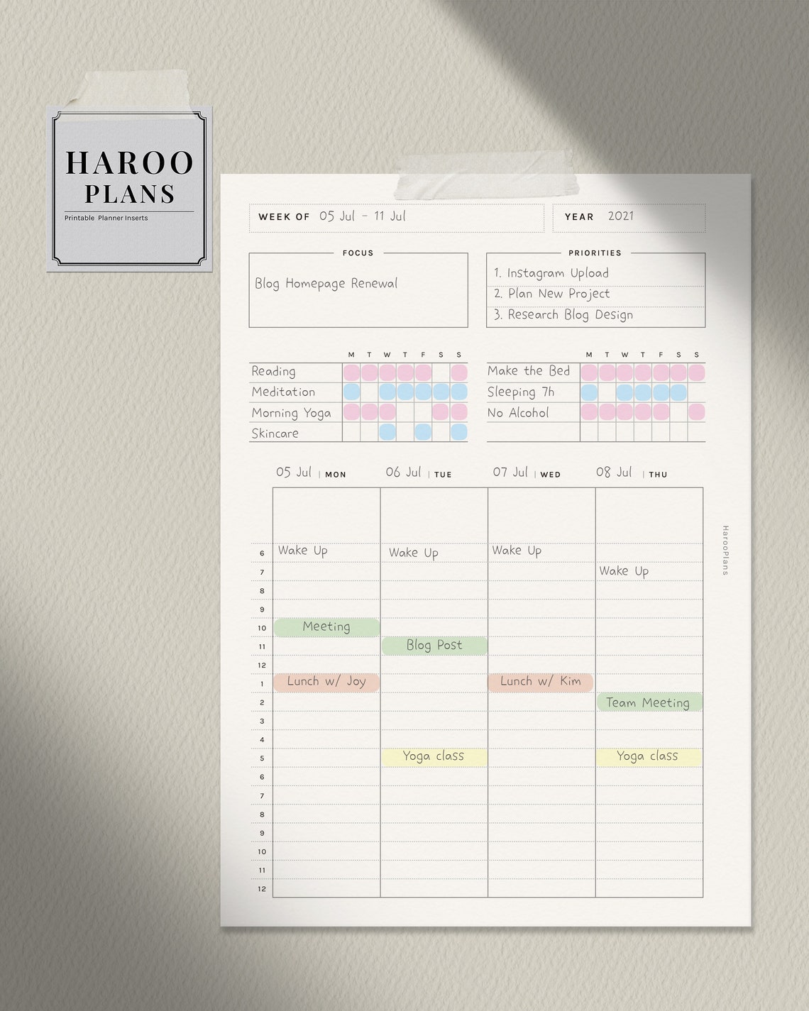 Week at a Glance A5 Ring Printable Planner Inserts Weekly | Etsy