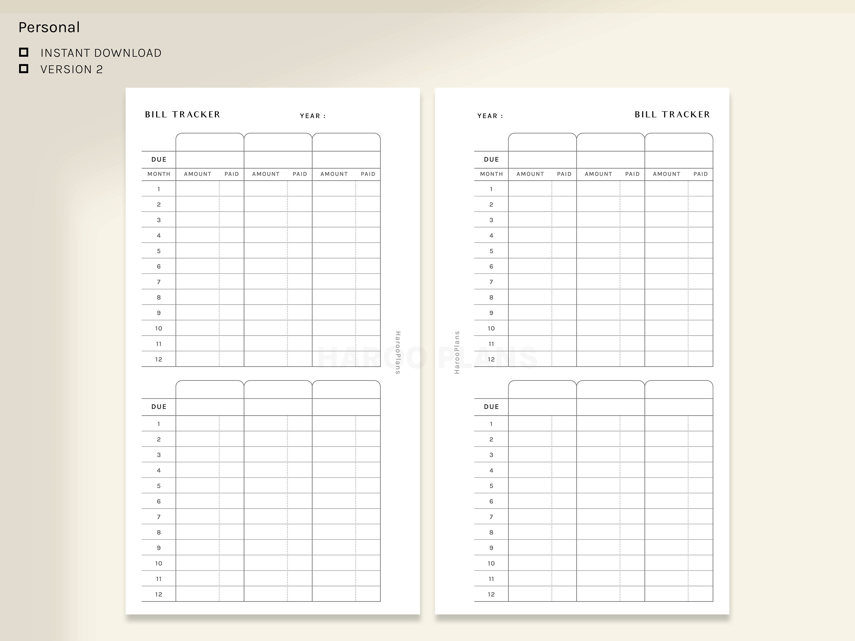 Bill Tracker Personal Printable Planner Inserts Spending - Etsy
