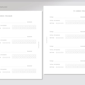 TV Series Tracker Printable Inserts | A6 | TV Show Checklist Template ...