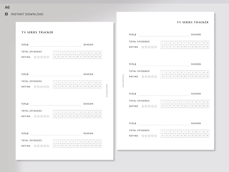 TV Series Tracker Printable Inserts | A6 | TV Show Checklist Template ...
