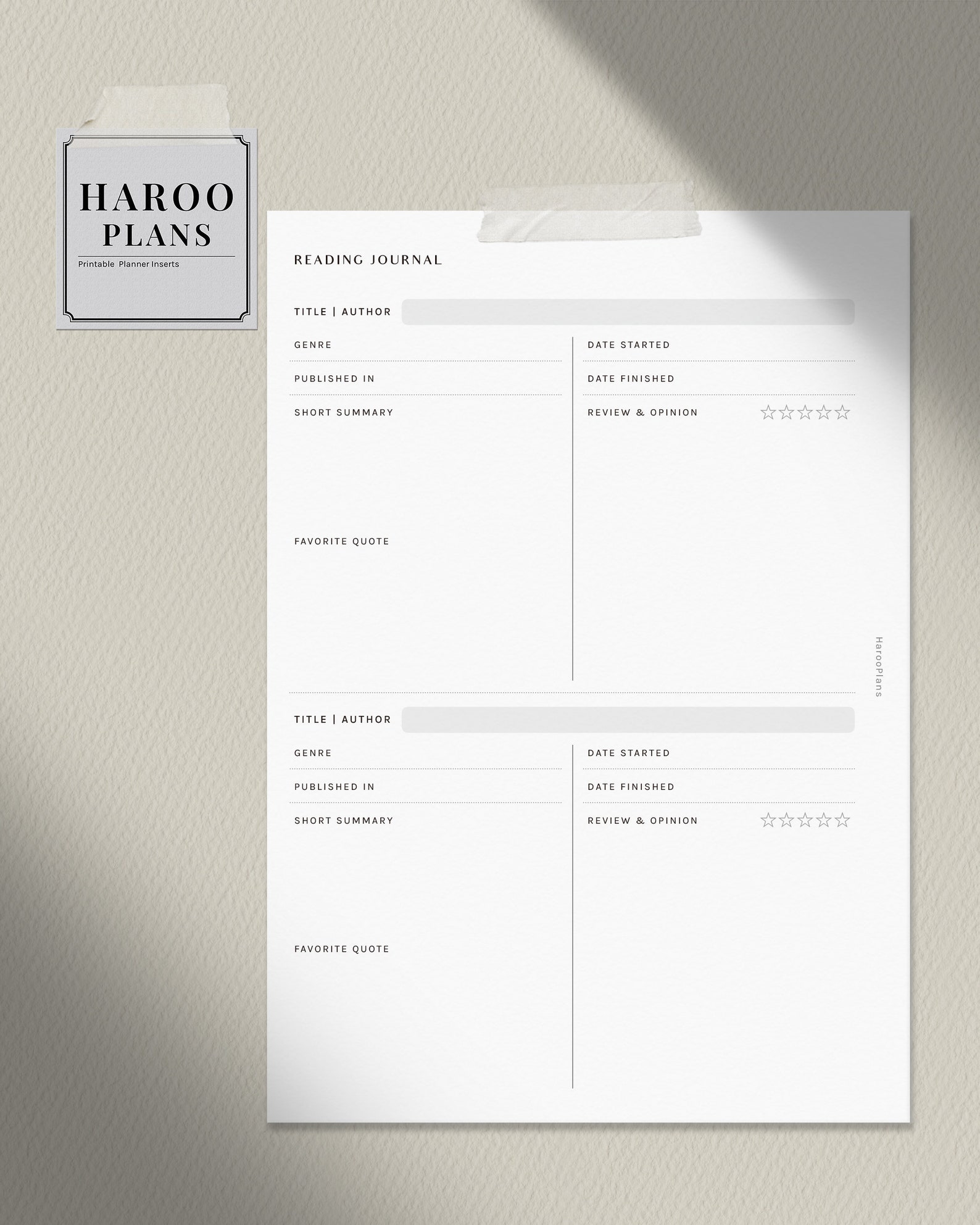 Reading Journal Printable A5 Book Notes Template PDF - Etsy