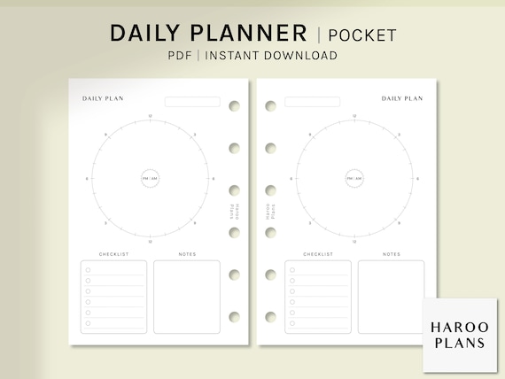 Daily Planner Pocket Size Printable Inserts 24 Hour | Etsy