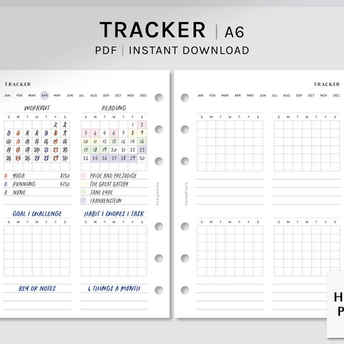 Monthly Tracker Personal Wide Printable Planner Inserts - Etsy