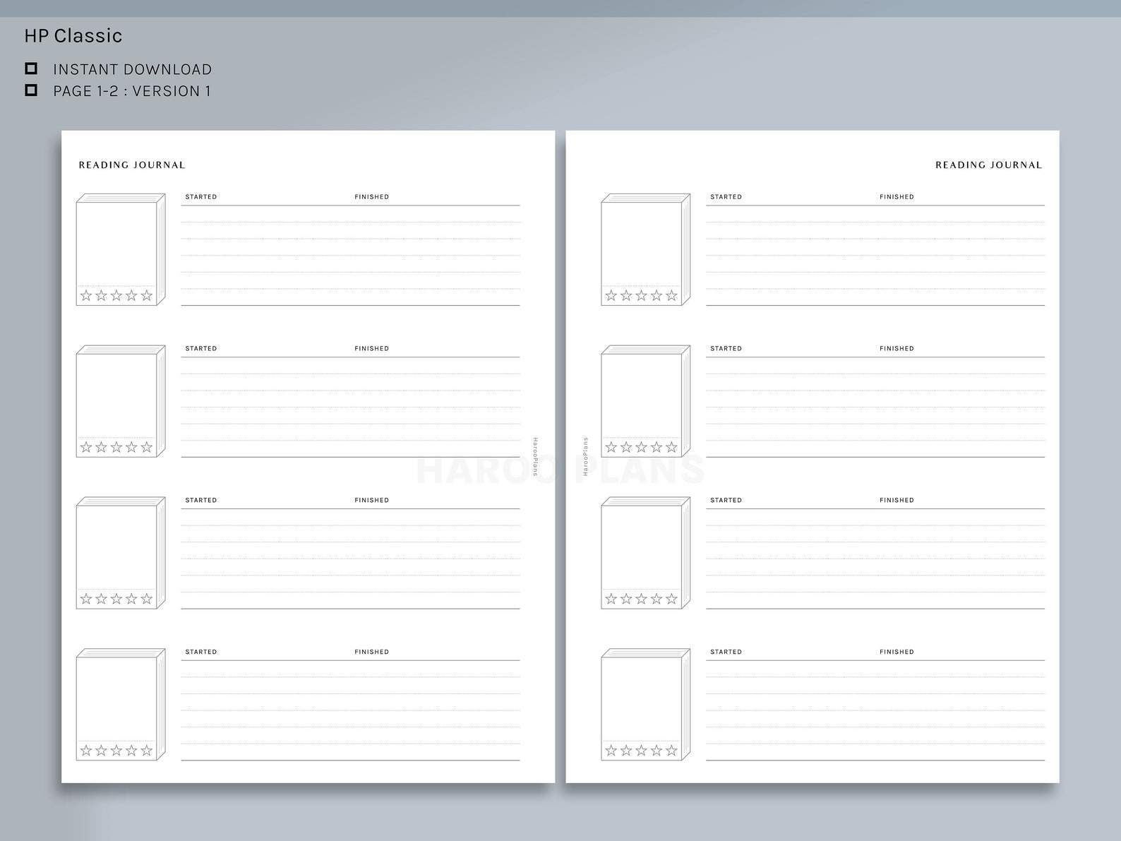 Reading Journal | HP Classic Printable Happy Planner Inserts | Book ...