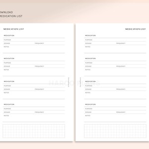 Medication List & Tracker Sheet | FC Compact Printable Planner Inserts | Medicine Pill ...