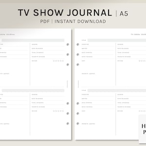 TV Show Journal Printable Inserts | A5 | TV Series Review Writing ...