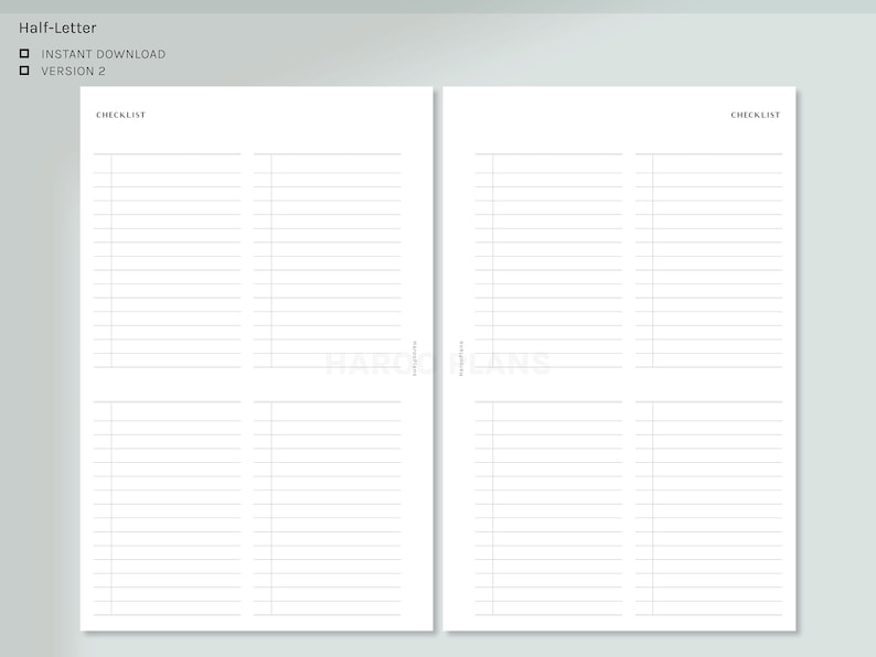Checklist Sheet Half-letter Printable Planner Inserts - Etsy