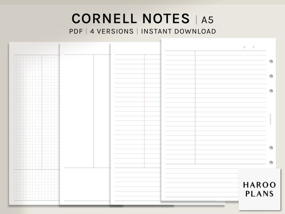 Cornell Notes A5 Printable Planner Inserts Template | Etsy
