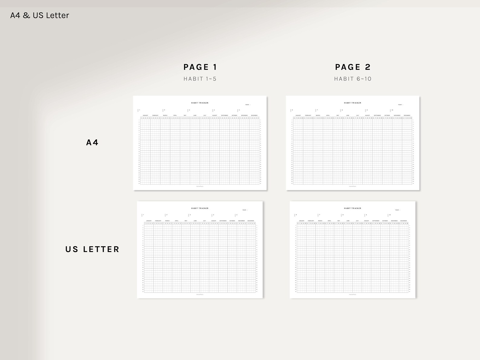 Yearly Habit Tracker A4 US Letter Size Printable Planner | Etsy