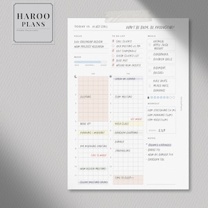 Daily Wellness Planner | Personal Wide Printable Inserts | Day Schedule ...