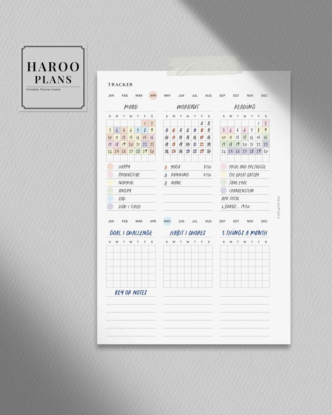 Monthly Tracker Personal Wide Printable Planner Inserts - Etsy