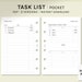 Task List | Pocket Size Printable Planner Inserts | to Do List Template ...