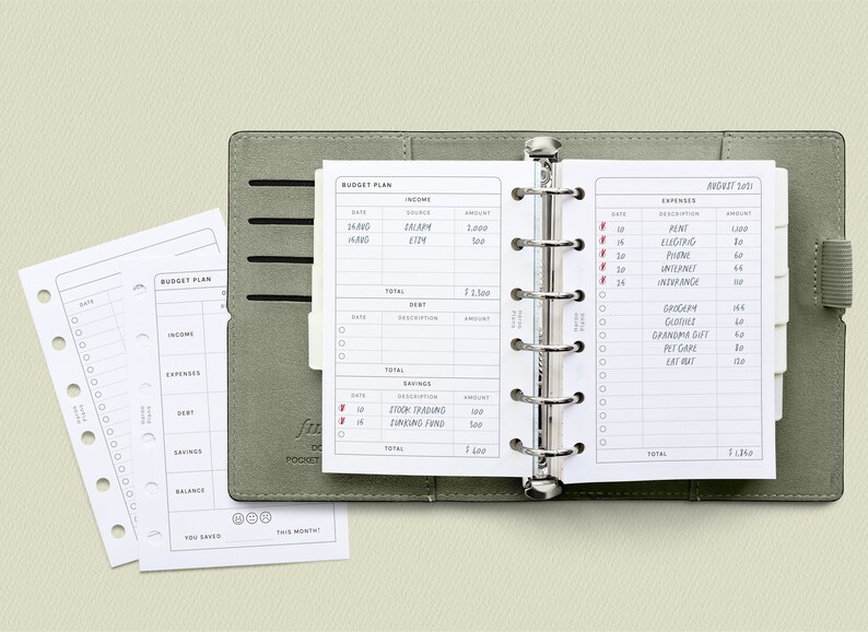 Budget Planner | Pocket Ring Printable Planner Inserts | Finance ...