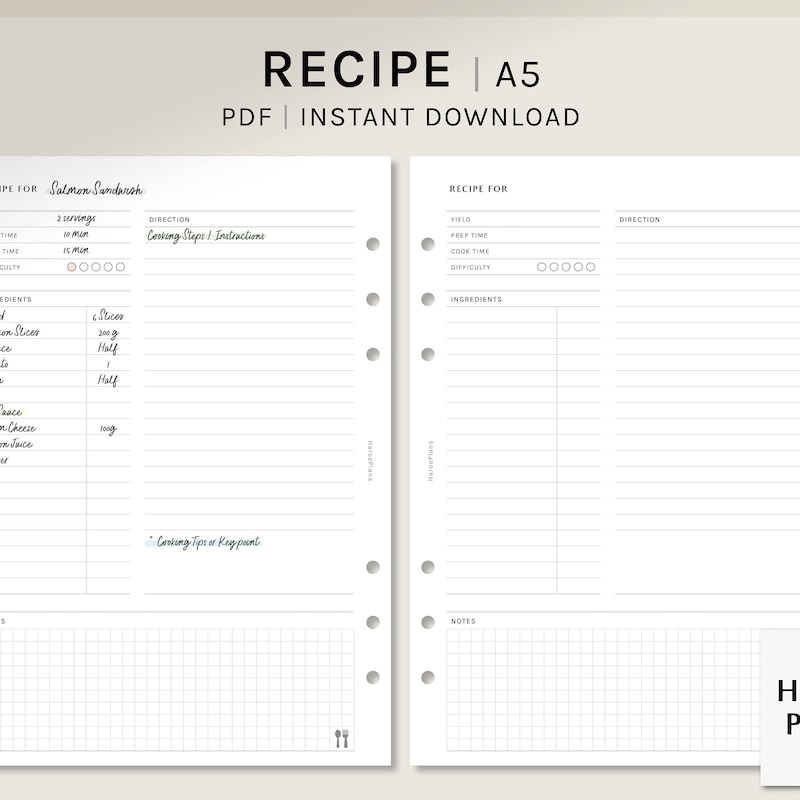 Recipe Binder Inserts Pdf - Etsy