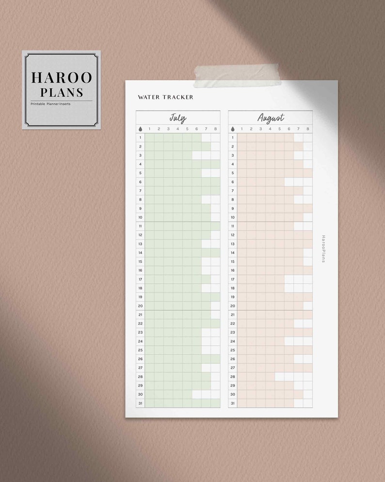 Water Tracker FC Compact Printable Planner Inserts Water - Etsy