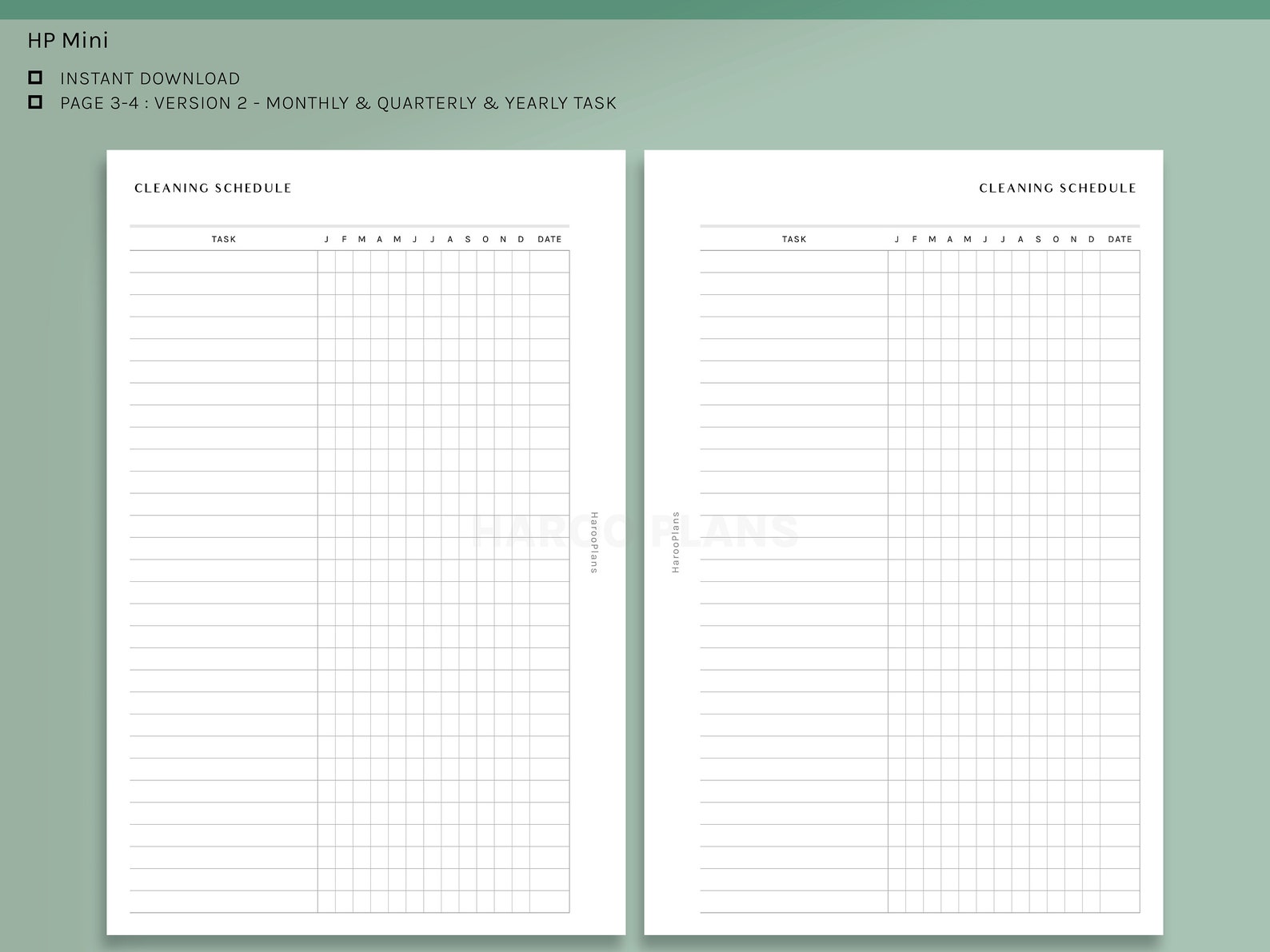 Cleaning Schedule HP Mini Printable Happy Planner Inserts - Etsy