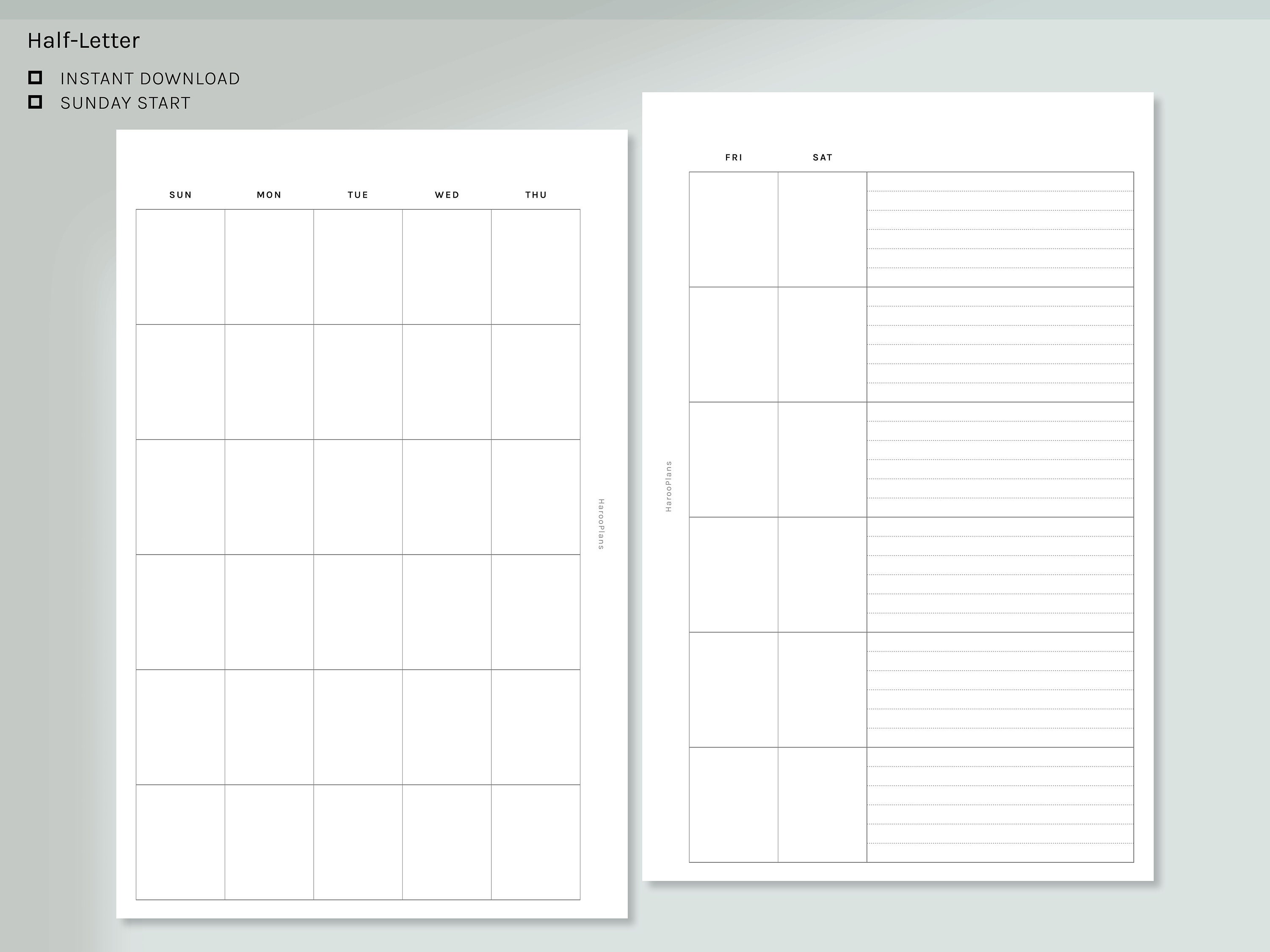 Undated Monthly Planner Half-letter Size Printable Planner - Etsy