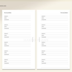 Password Tracker | Personal Printable Planner Inserts | Password Keeper ...