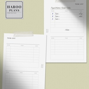 Task List | Pocket Size Printable Planner Inserts | to Do List Template ...