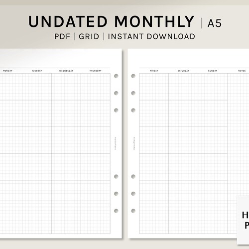 Monthly Planner A5 Printable Inserts Monthly Organizer - Etsy