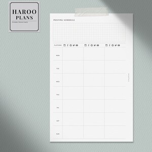 Posting Schedule | Half-letter Printable Planner Inserts | Weekly ...