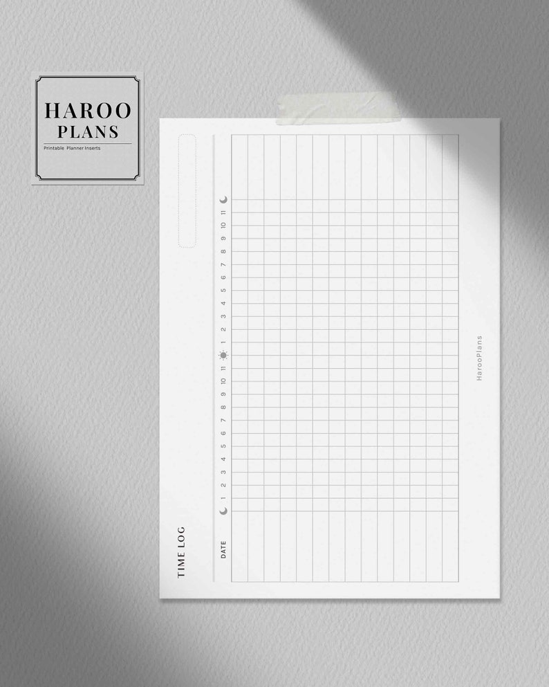 Time Log | A6 Rings Printable Planner Inserts | Work Activity Study ...